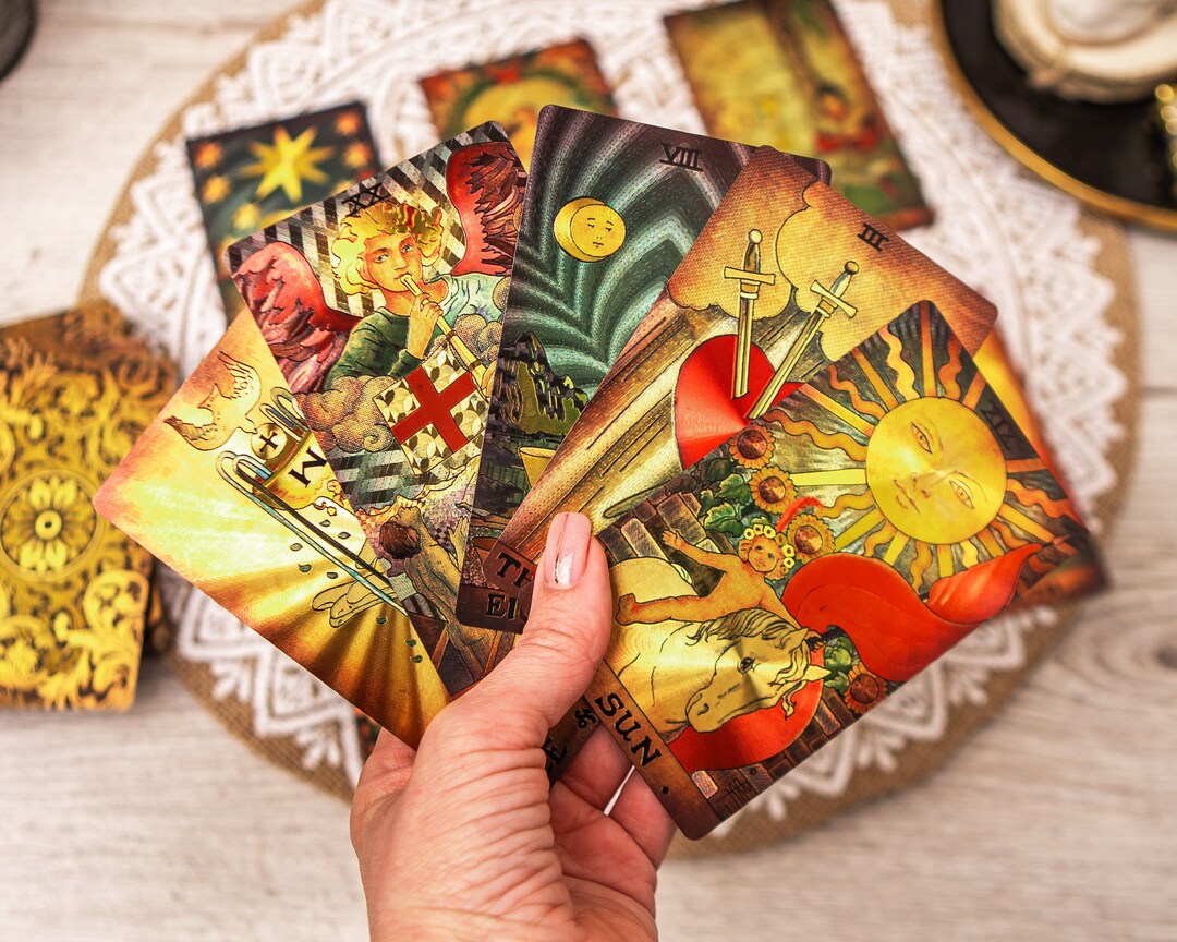 Borderless 78 Tarot Cards With Guidebook, Tarot Deck for Beginners, Full Tarot Deck Laminated ...