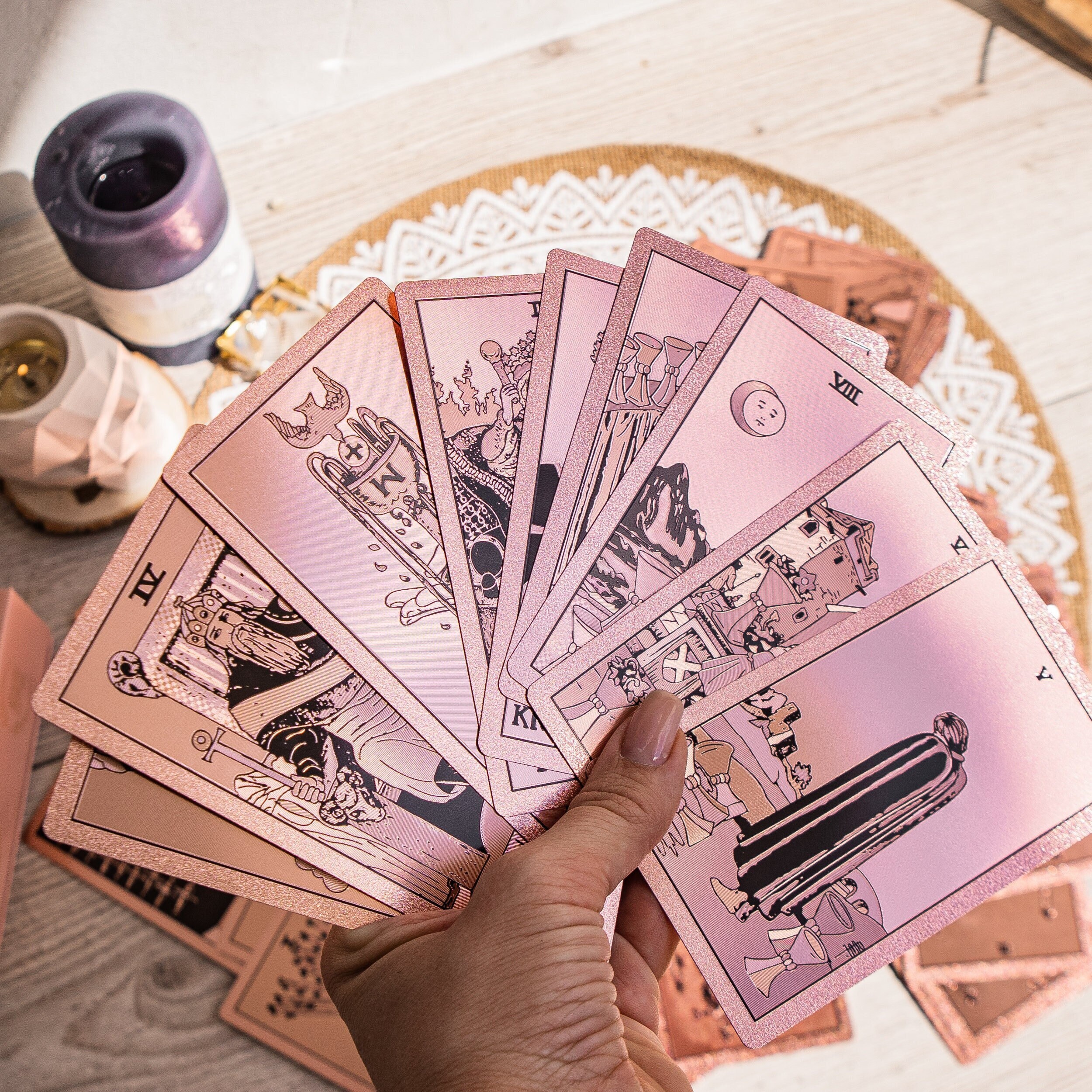 Classic Tarot 78 Cards for Beginner, Pink Tarot Deck, Aesthetic Tarot ...
