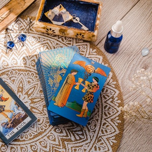 Blue Moon Tarot Deck, Crystal Blue Tarot Cards With Guidebook, Oracle ...