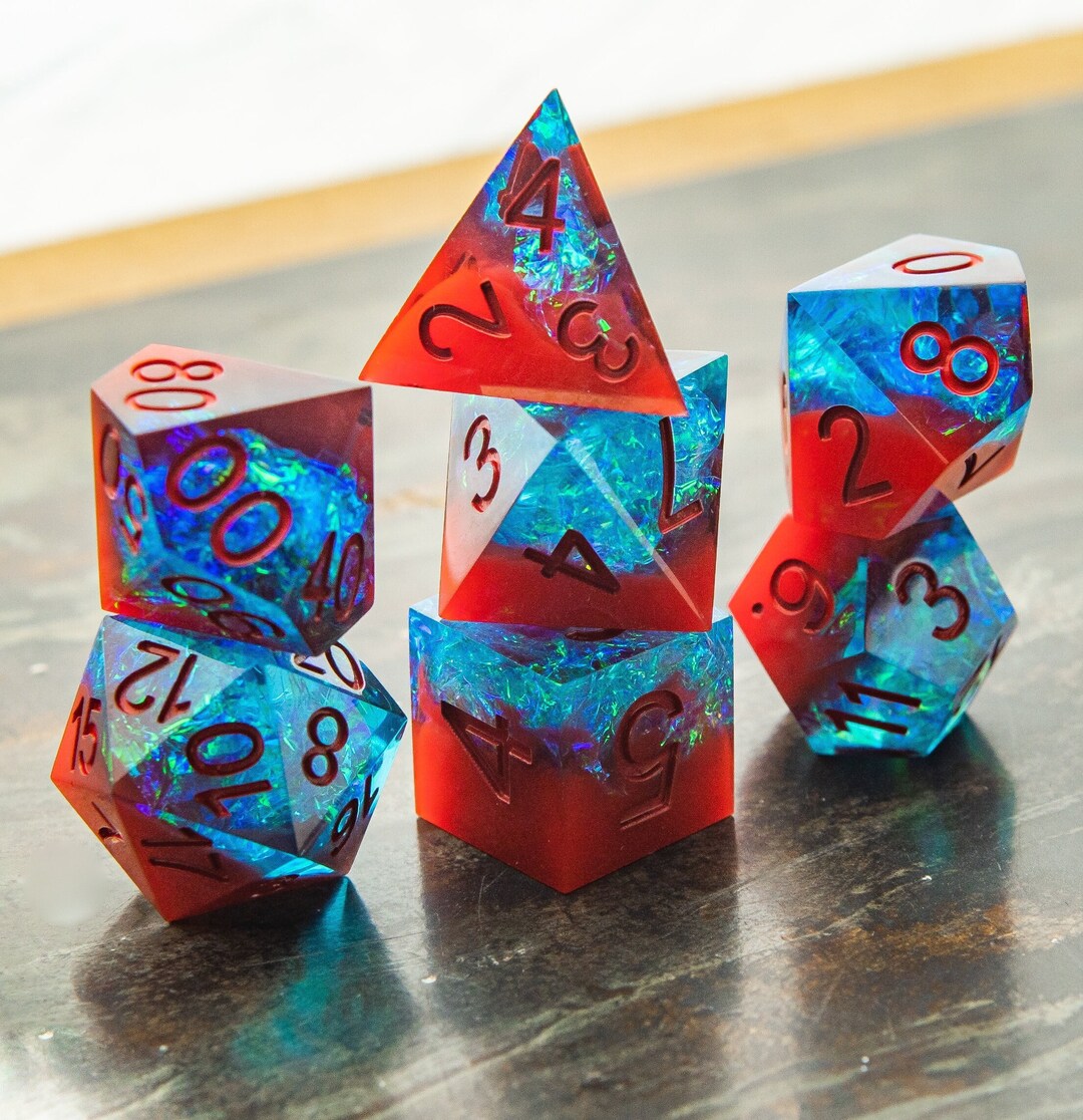 Bright Crystal Dice Set, Dice Set in Box, Resin Sharp Edge 7 Dice, RPG ...