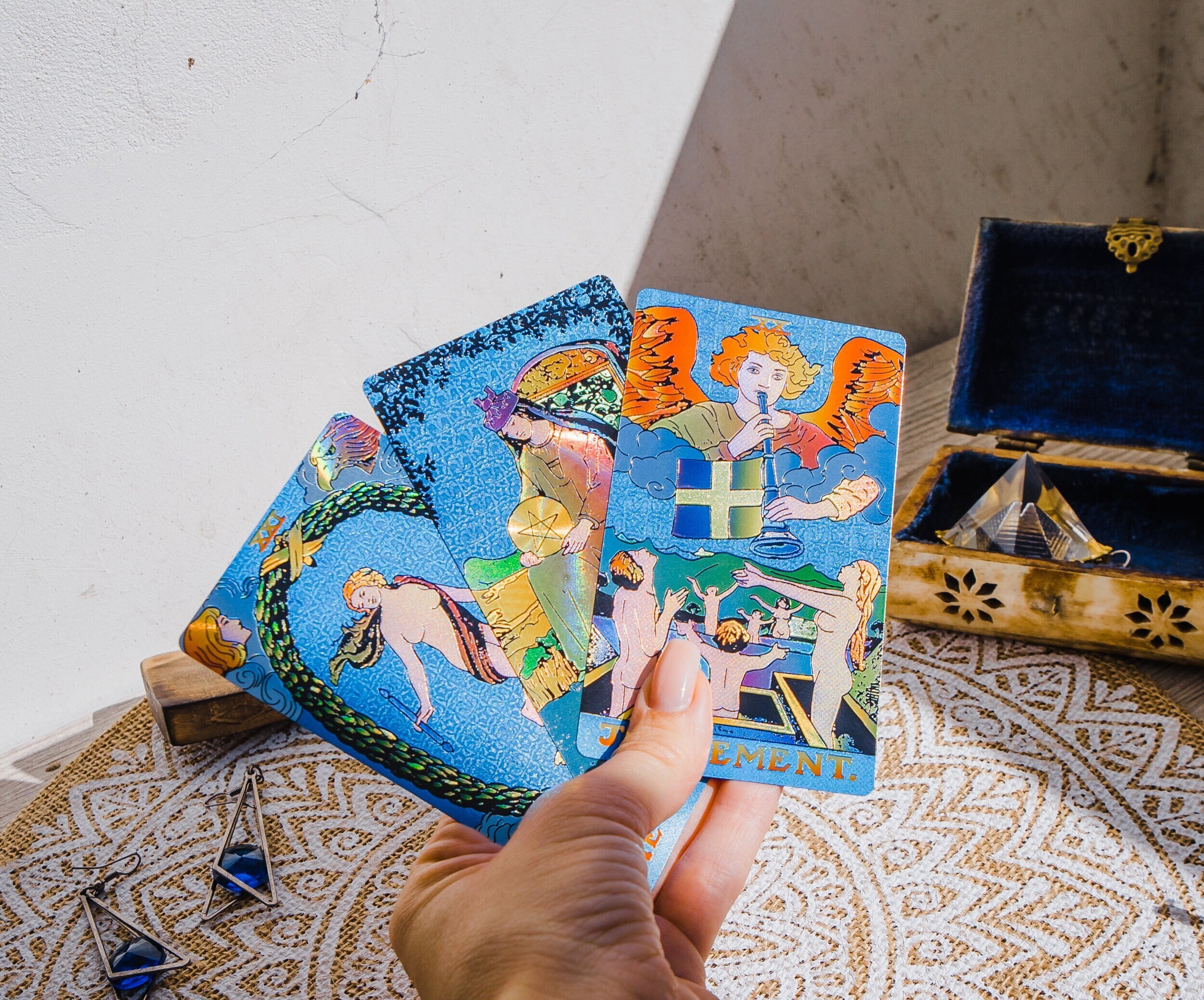 Blue Tarot Deck, Elegant Tarot Cards With Guidebook - Etsy