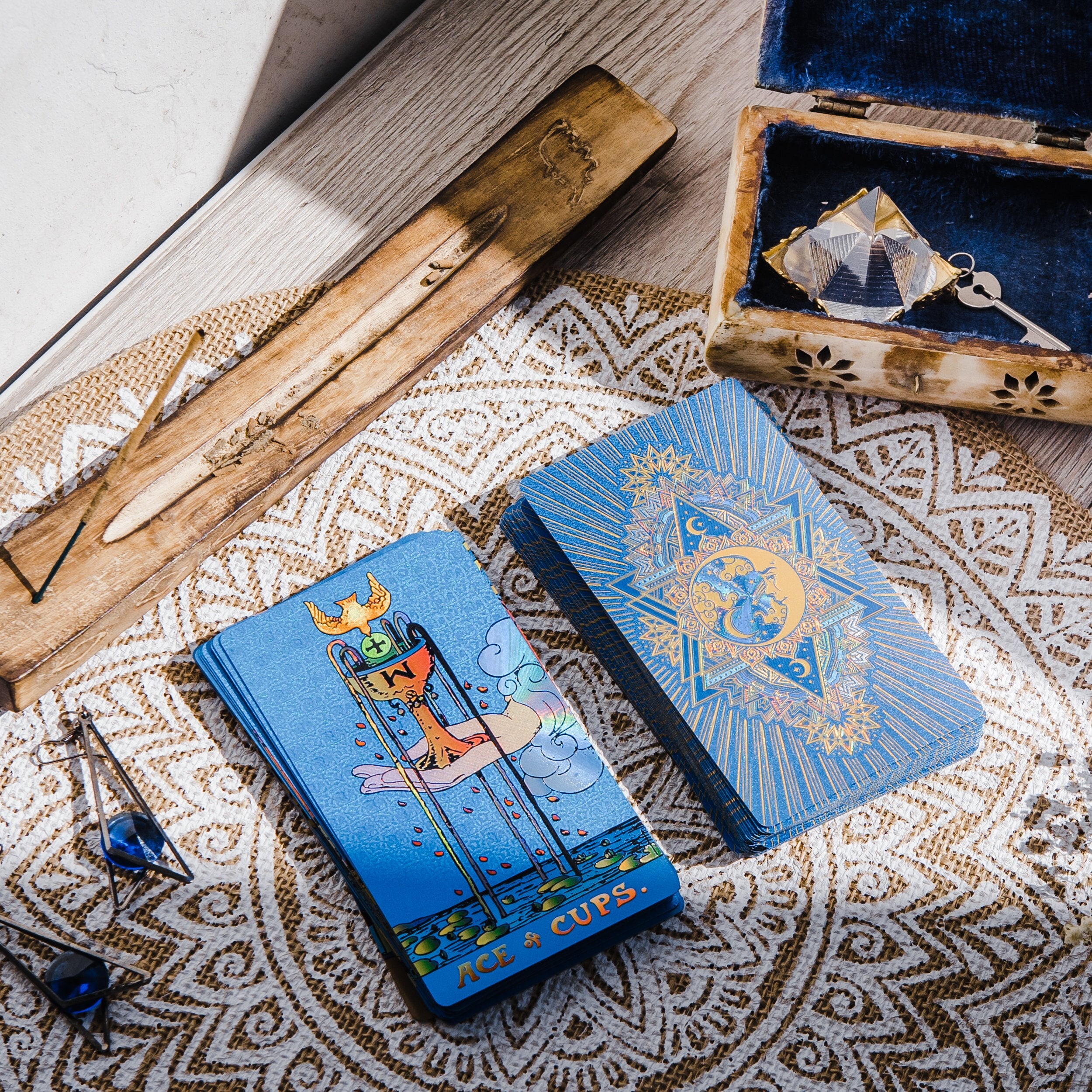 Blue Tarot Deck, Elegant Tarot Cards With Guidebook - Etsy