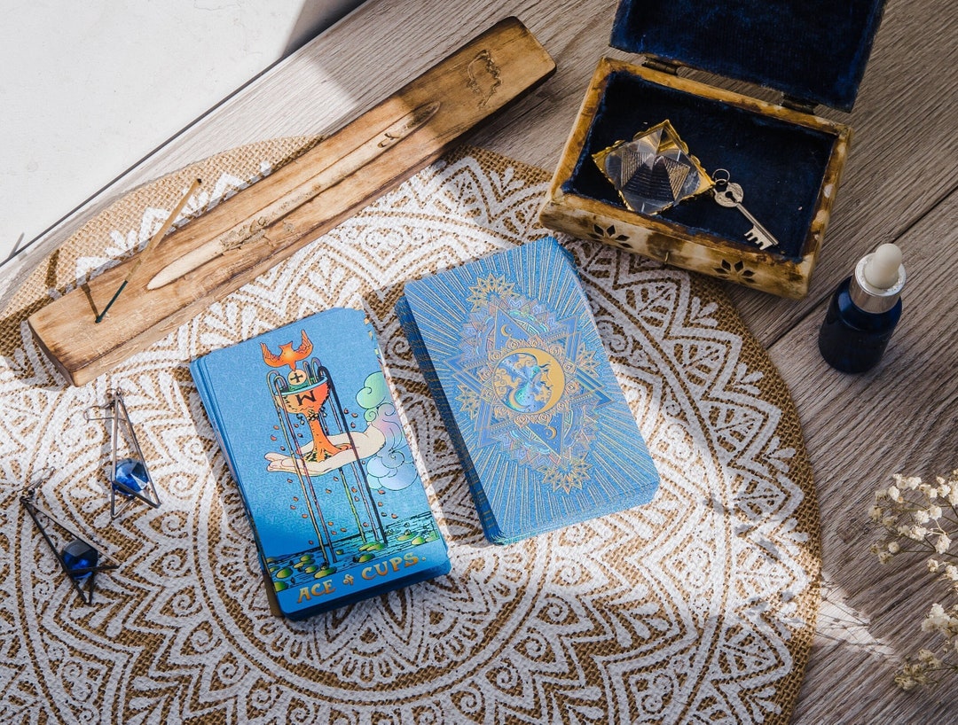 Tarot Deck, Witch Blue Tarot 78 Cards With Guidebook, Beginner Tarot ...