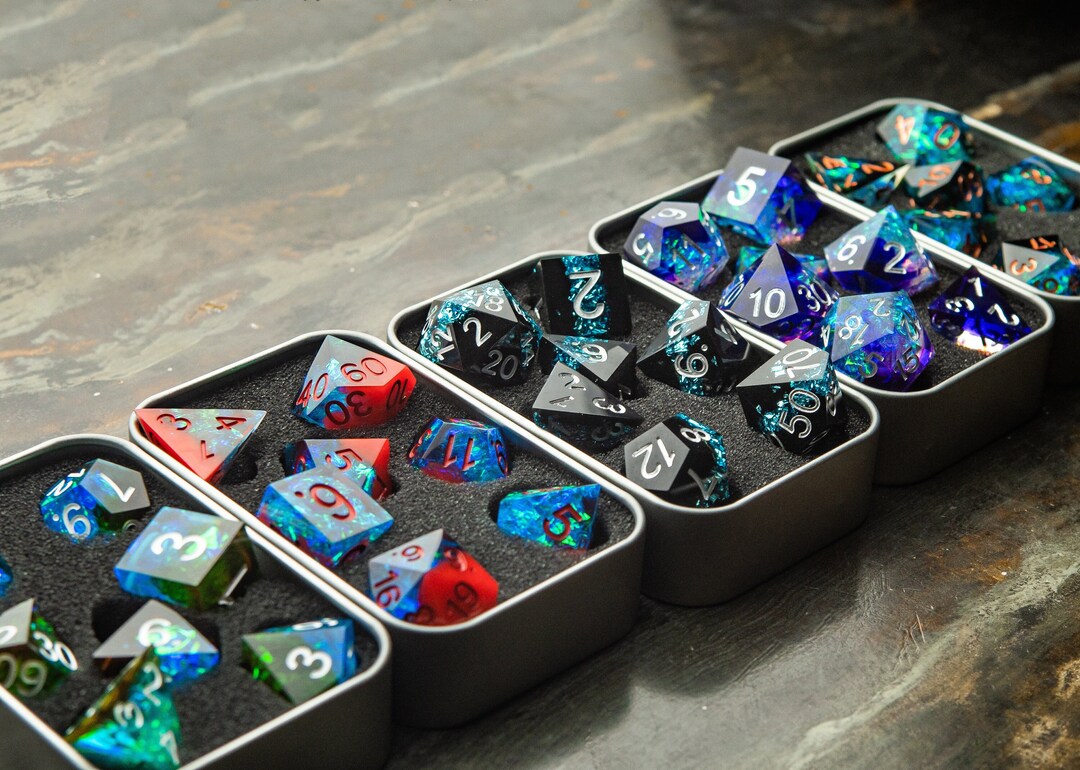 Dice Set IN BOX, Galaxy Space Sharp Edge Dice Set, Epoxy Resin Dice ...