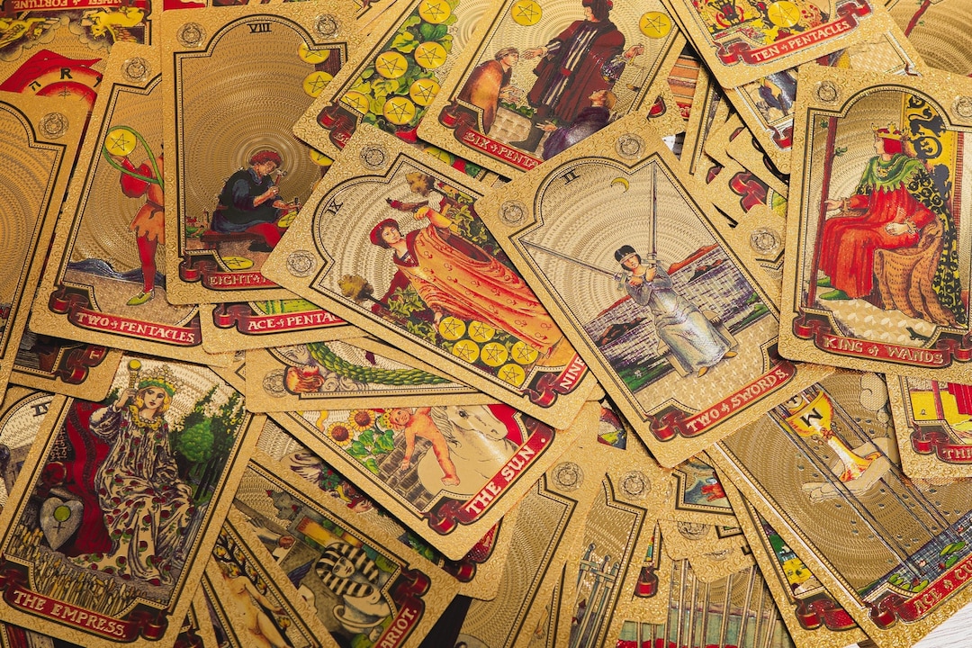 Gold Foil Classic Tarot Cards, Tarot Deck 78 Cards With Guidebook, Full ...