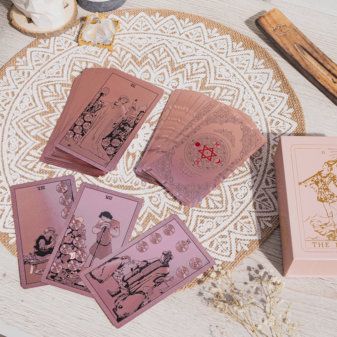 Pink Tarot 78 Cards, Tarot Card Deck, Rose Gold Foil Tarot Cards, Tarot ...