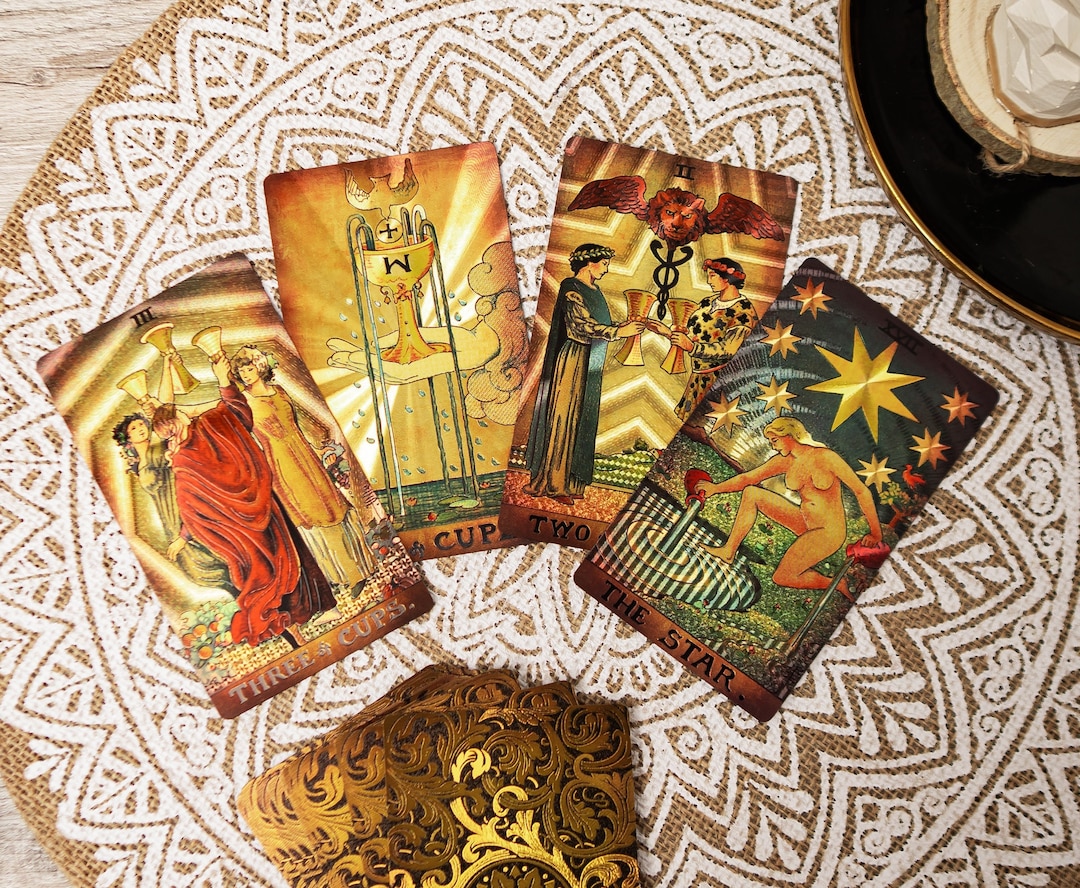 Tarot Deck Cards With Guidebook, Gold Tarot Deck, Traditional Tarot ...