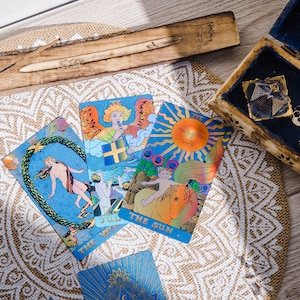 Blue Moon Tarot Deck, Crystal Blue Tarot Cards With Guidebook, Oracle ...