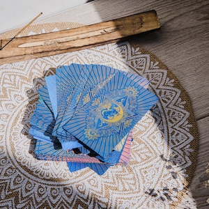Blue Moon Tarot Deck, Crystal Blue Tarot Cards With Guidebook, Oracle ...