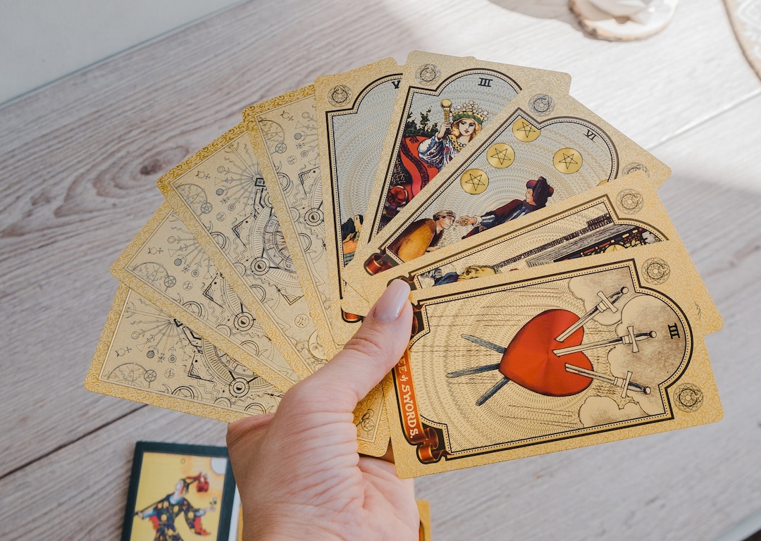 Tarot Deck 78 Cards, Gold Tarot Cards Gift With Guidebook, Gold Foil ...