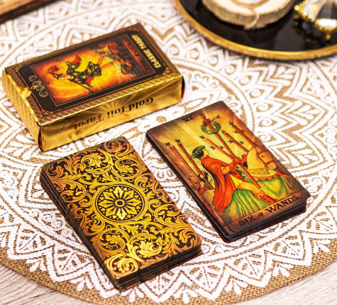 Tarot Cards With Guidebook, Beginners Tarot Deck, Learning Tarot, Gold ...