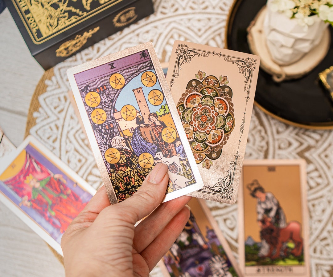 Traditional Tarot Deck, Vintage Rose Gold Foiled Tarot Cards, Gilded ...