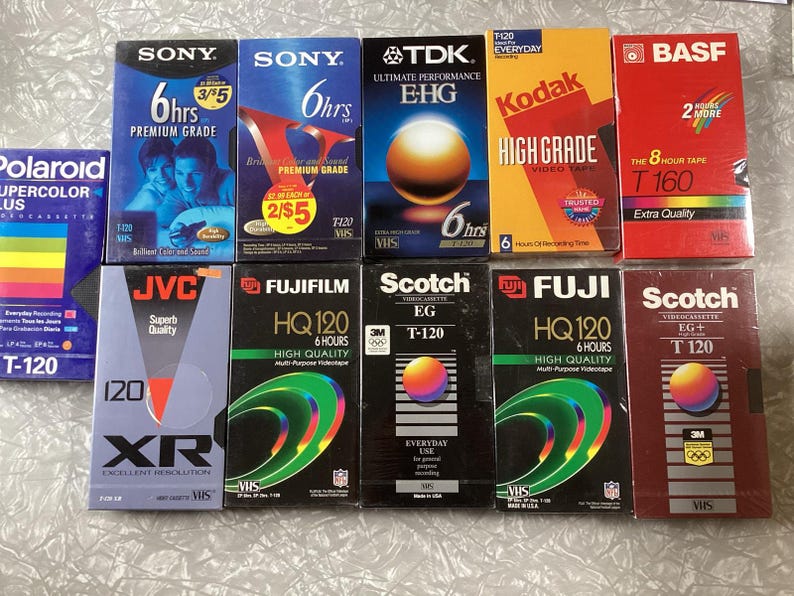 Lot of 11 Sealed Blank VHS Tapes Various Brands 2 - Etsy