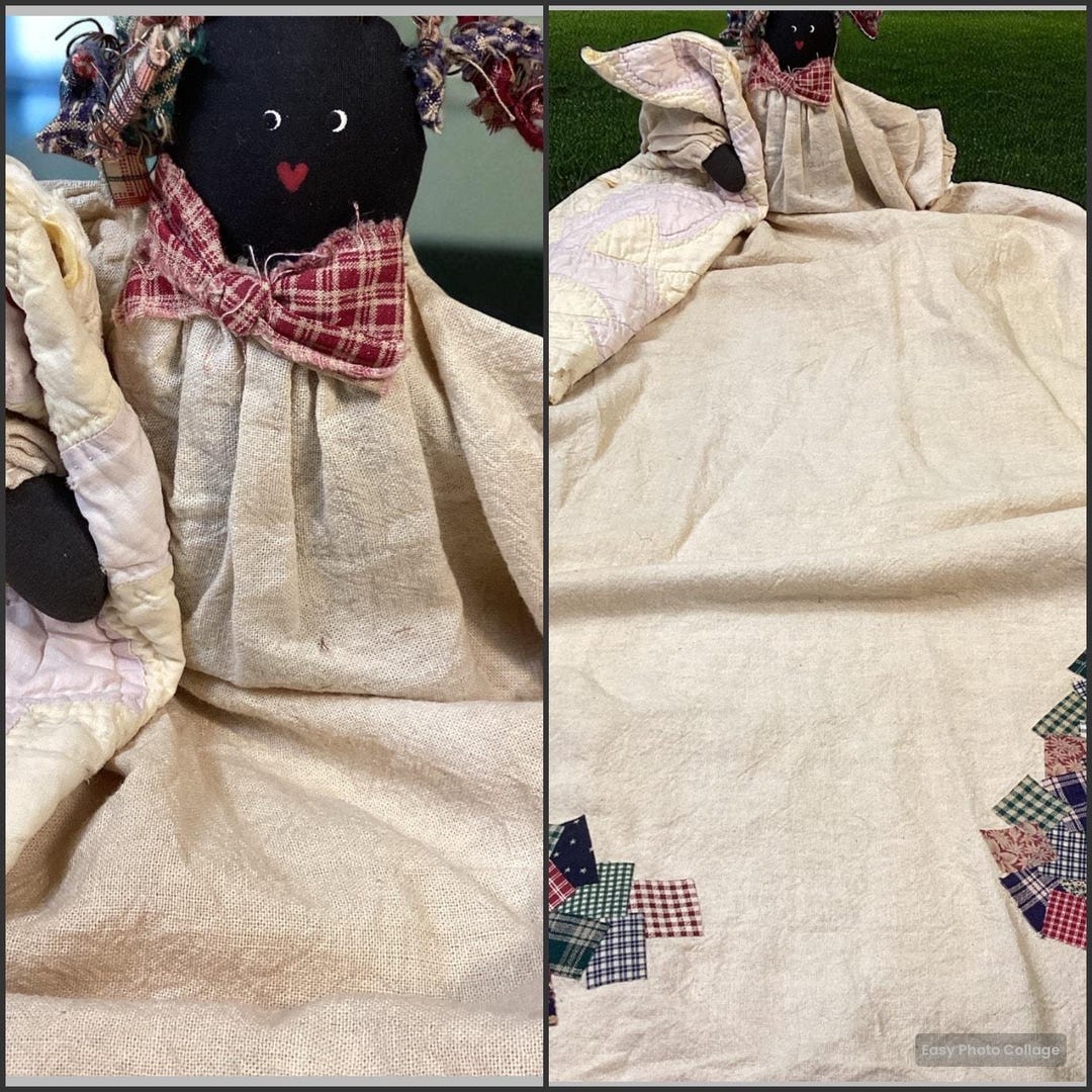 African American Rag Doll Super Long Dress Folk Art Primitive Country ...