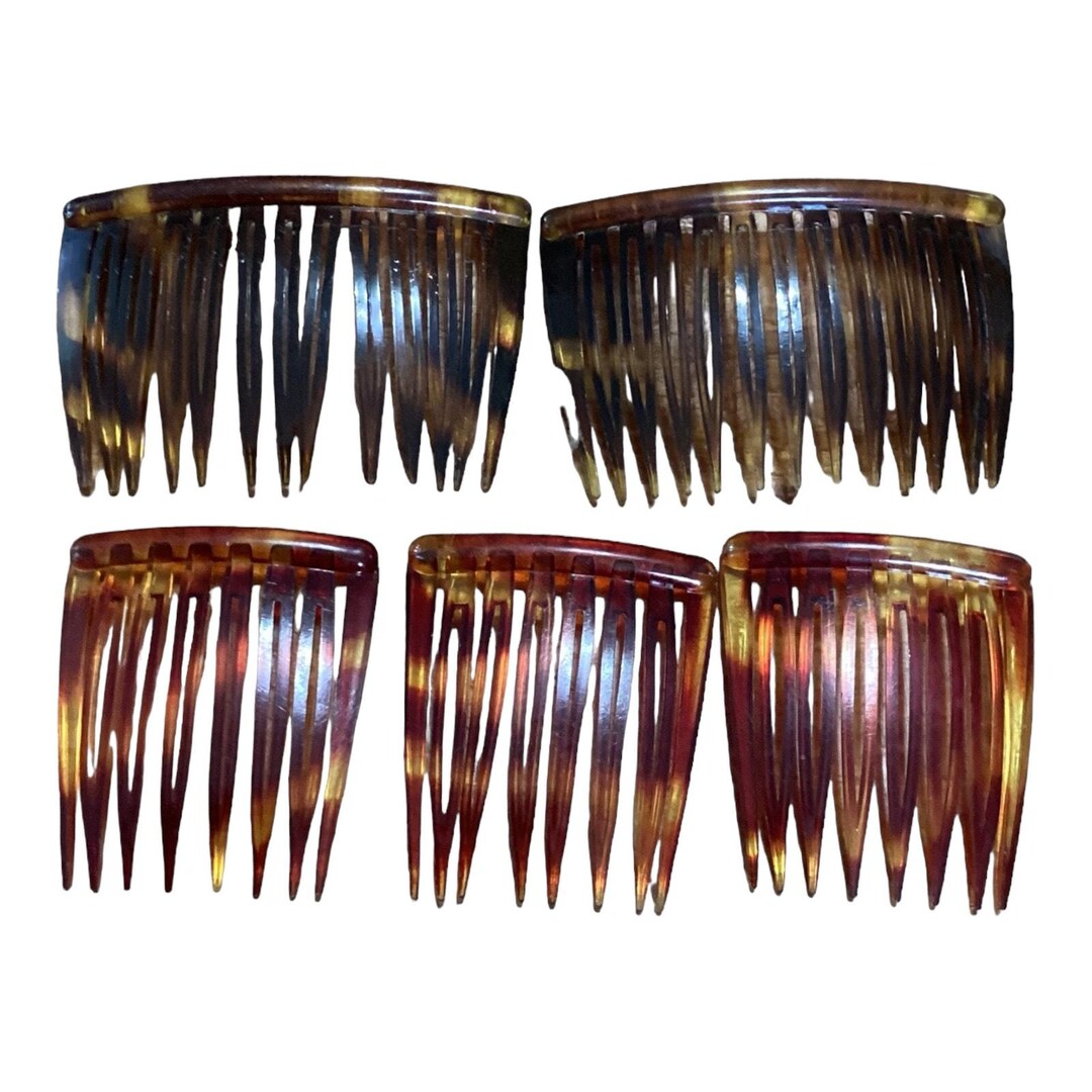 Vintage Hair Barrette Combs Era 80s 90s Plastic Tortoise Shell Look ...