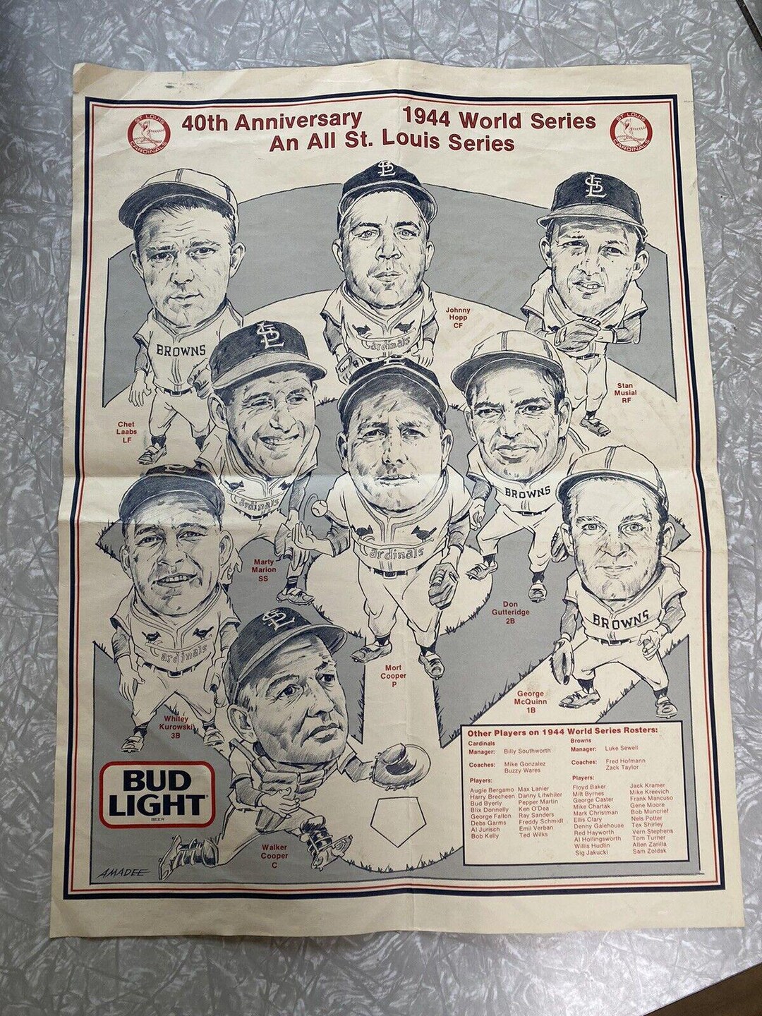 40th Anniversary Poster 1964 St Louis Cardinals Baseball World ...