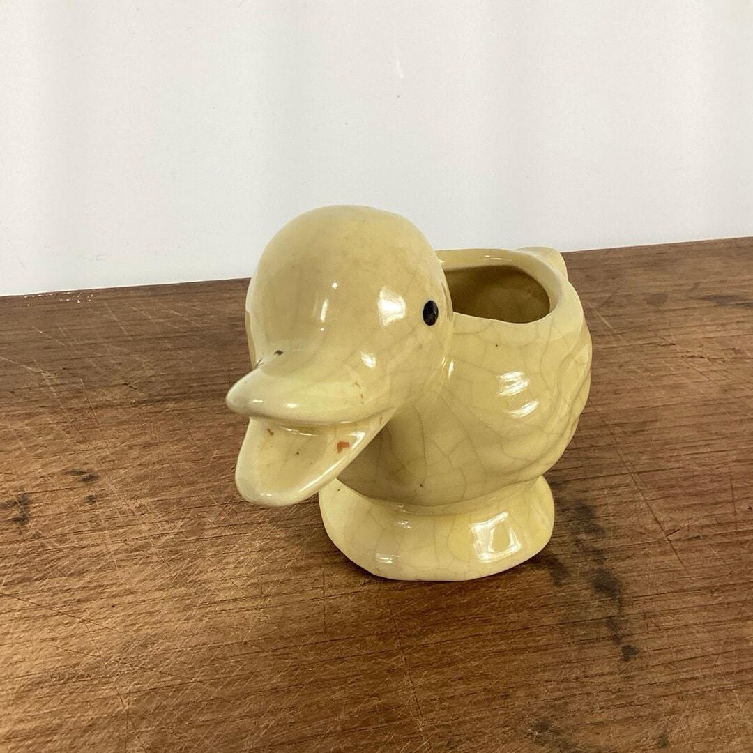 Vintage Ceramic Yellow Duck Planter Window Flower Pot Farmhouse Small ...