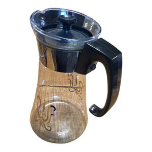 Vintage Pyrex Glass Black Gold Coffee Tea Carafe Pot Pitcher MCM Boho ...