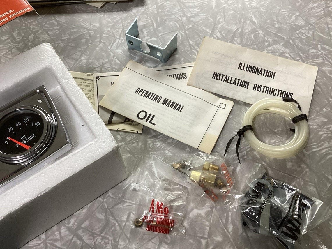 NOS Vintage RAC Oil Pressure Gauge 70s Era Hot Rod Custom Unused - Etsy