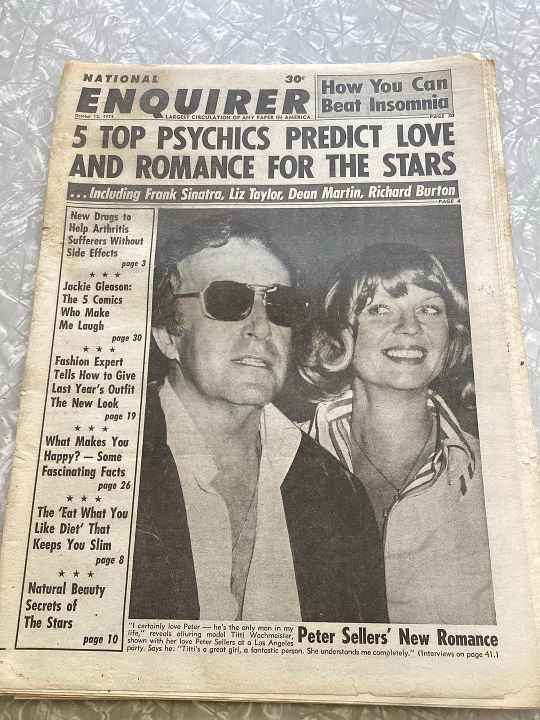 Vintage 1974 Enquirer Tabloid Gossip Magazine Newspaper Peter Sellers ...