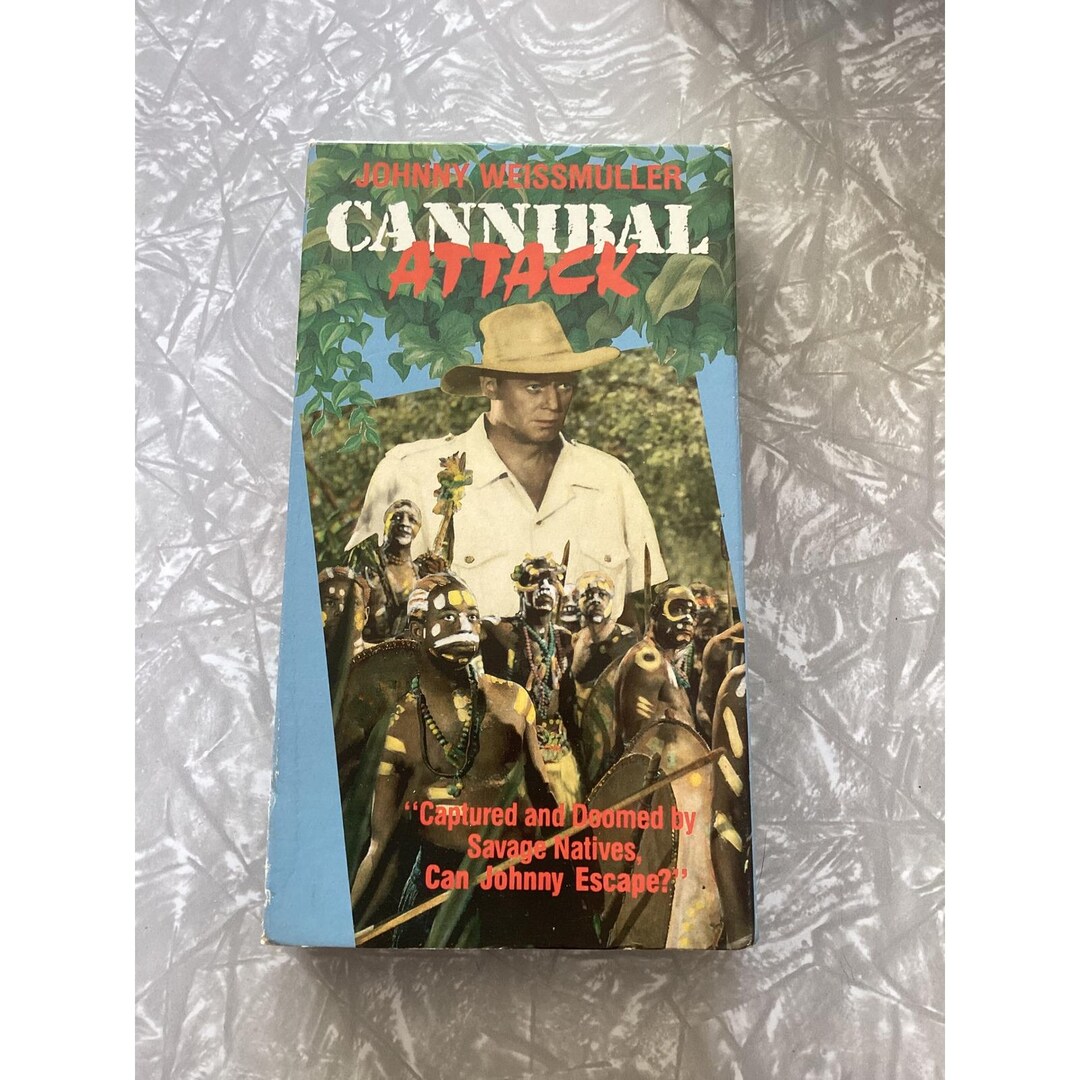 Johnny Weissmuller Cannibal Attack VHS Movie 1954 Black White Goodtimes ...