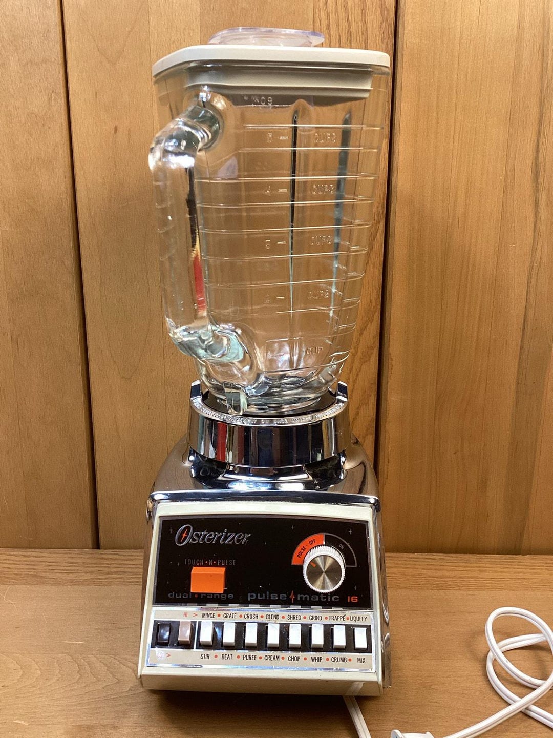 Vintage Osterizer Dual Range Pulse Matic 16 Speed Glass Blender Chrome ...