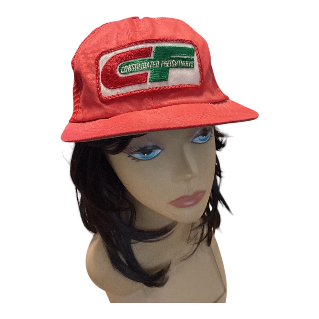 Vintage CF Consolidated Freightways Patch Trucker Hat Mesh Snapback Red ...