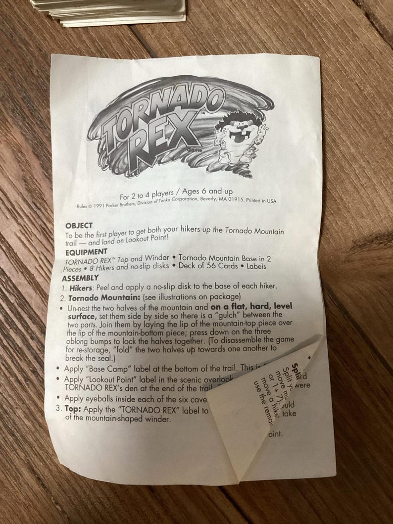 Tornado Rex Board Game Parker Brothers COMPLETE RARE Vintage 1991 ...