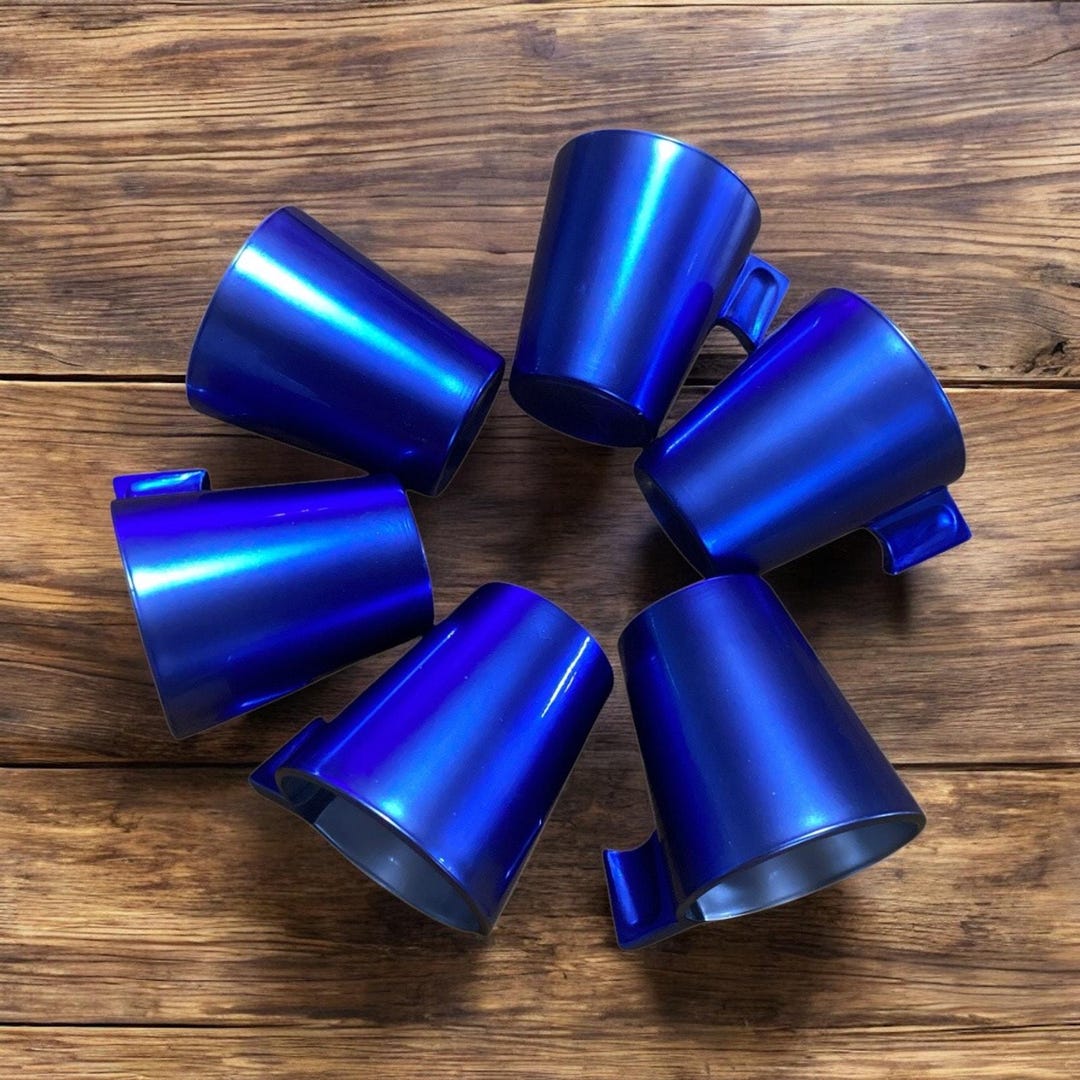 Luminarc Arc Flashy Blue Glass Set of 6 Espresso Cups France Coffee ...