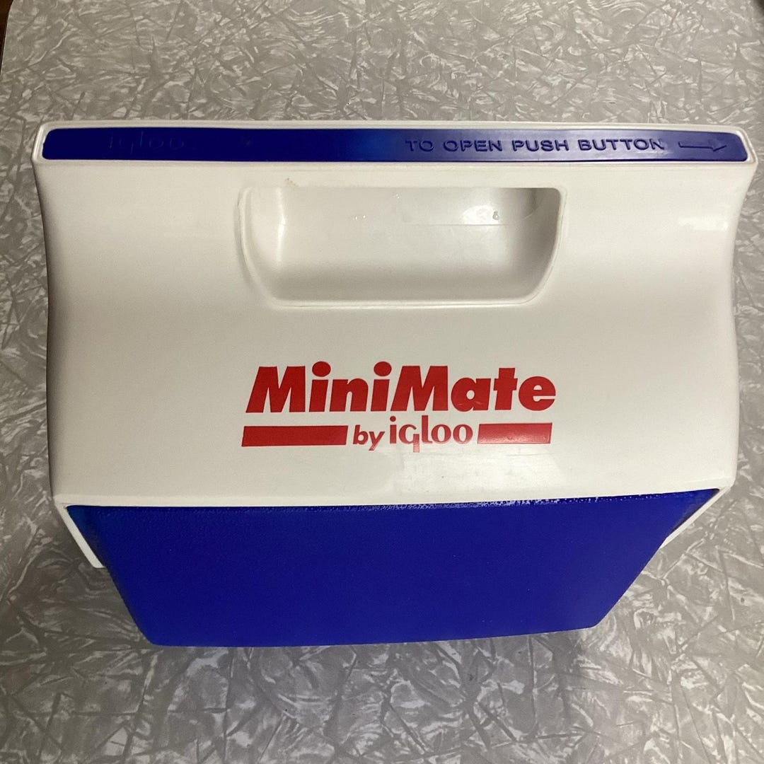 Vintage Igloo Mini Mate Lunch Box Cooler Camping Golf 6 Pack Blue White ...