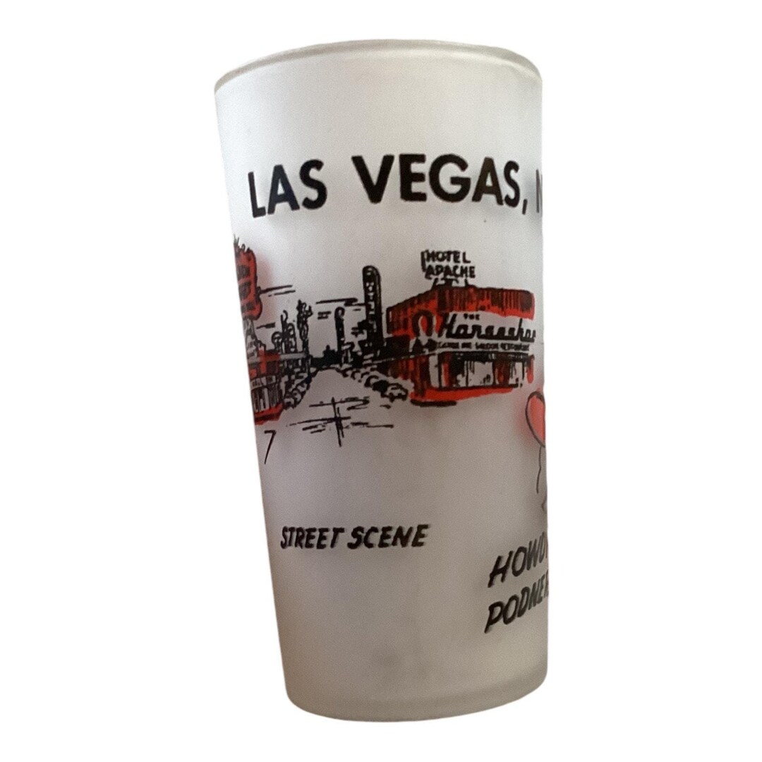 Vintage Hazel Atlas Frosted Tourist Tumbler Las Vegas Howdy Podner ...
