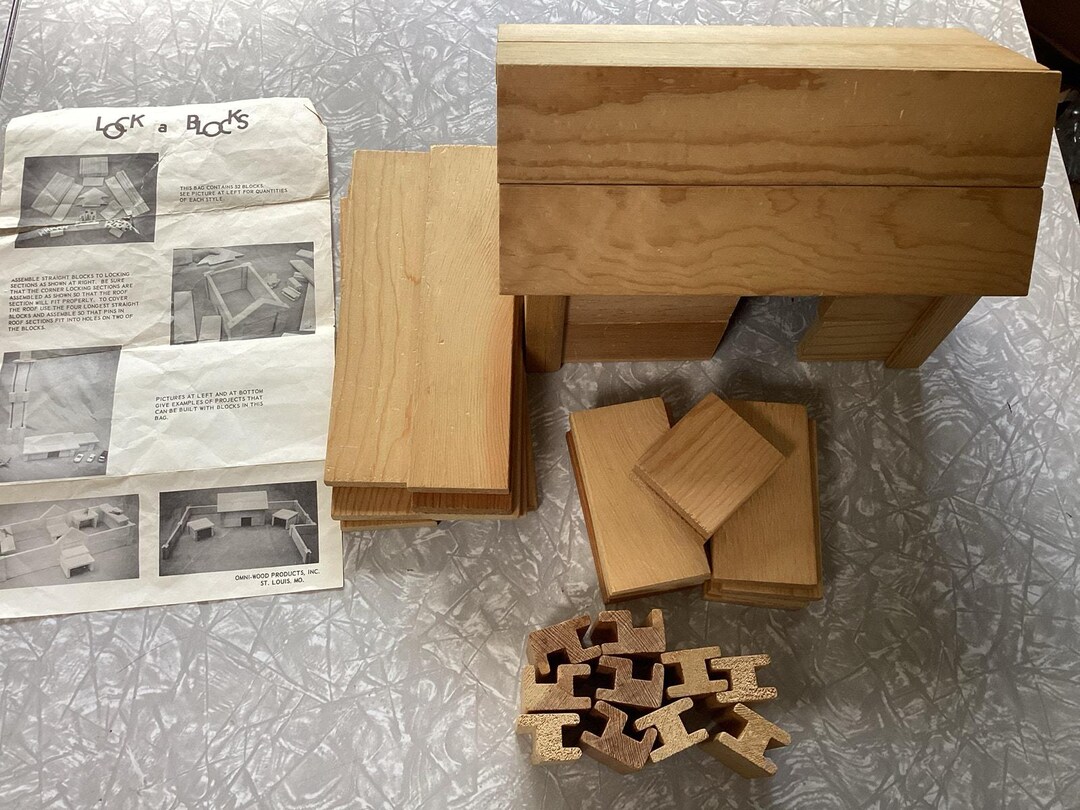 Vintage Loc A Blocks Wood Building Set Toy Construction - Etsy
