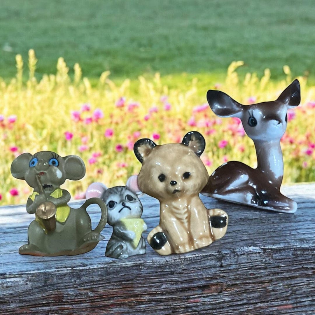 Vintage Tiny Collectible Animals Deer Mouse Bear Ceramic Plastic TLC - Etsy