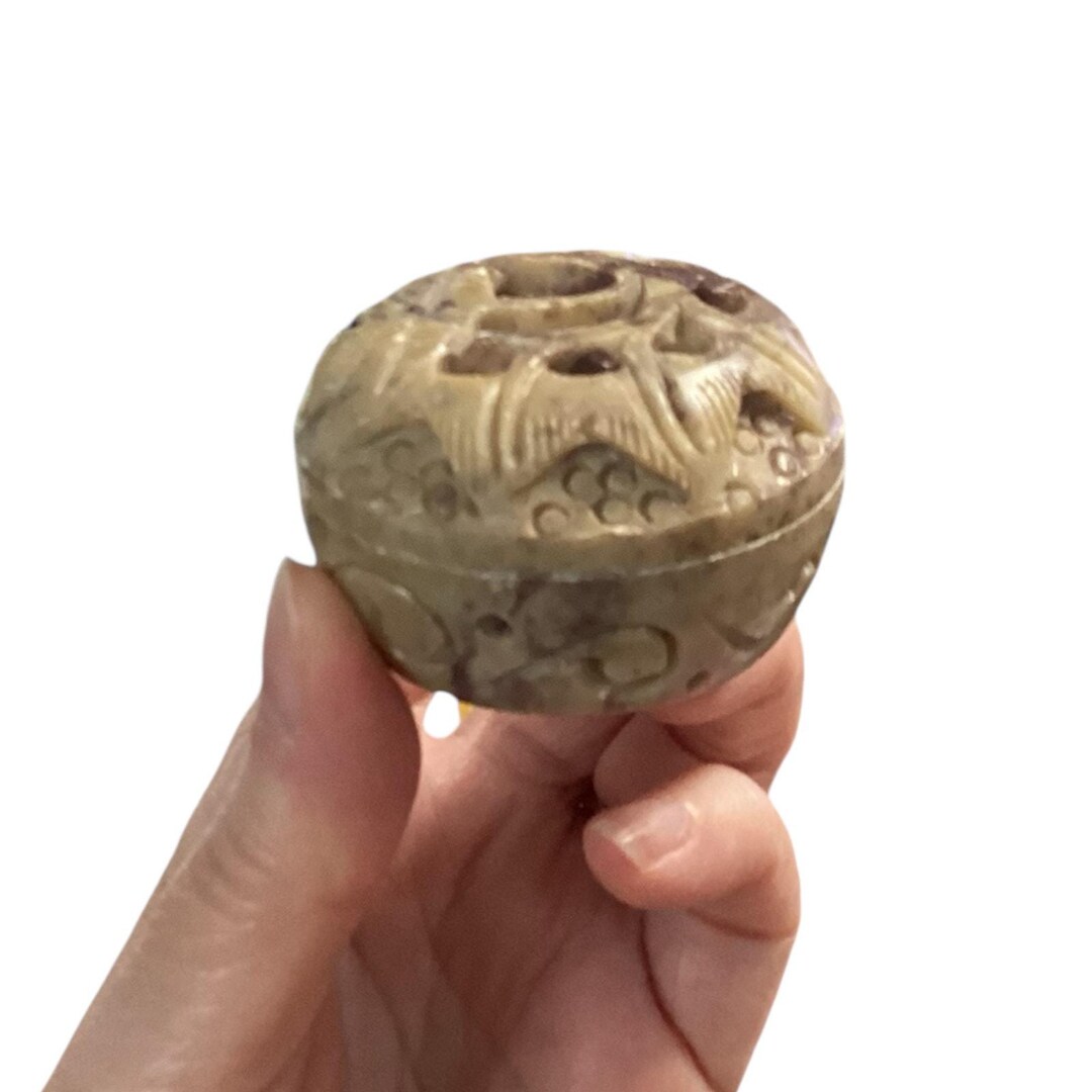 Vintage Small Round Carved Soapstone Trinket Ring Dish Decor Box - Etsy