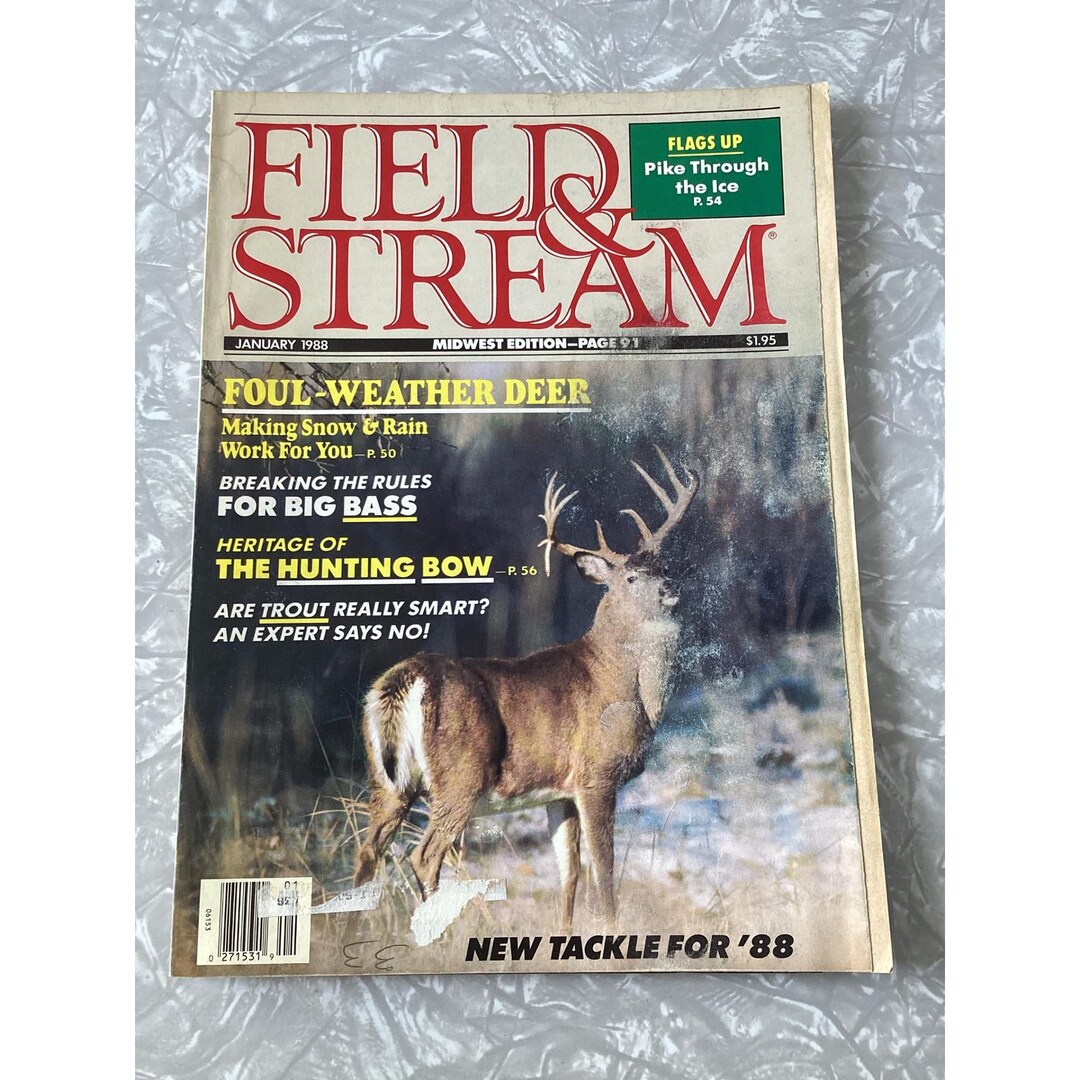 Field & Stream Magazine January 1988 Foul Weather Deer Big Bass Trout ...