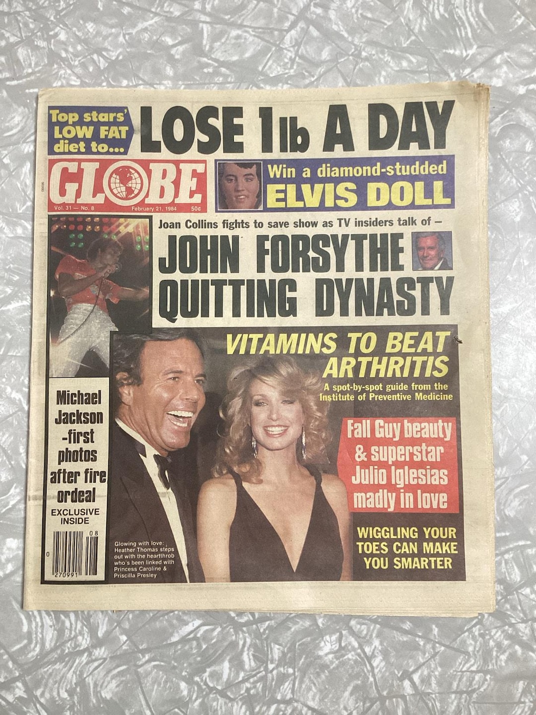 Vintage 1984 Globe Tabloid Gossip Magazine Newspaper Heather Thomas ...