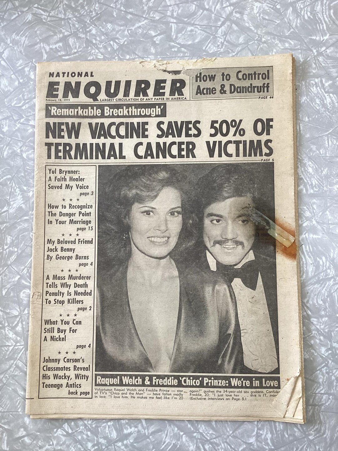 Vintage 1975 Enquirer Tabloid Gossip Magazine Newspaper Raquel Welch ...