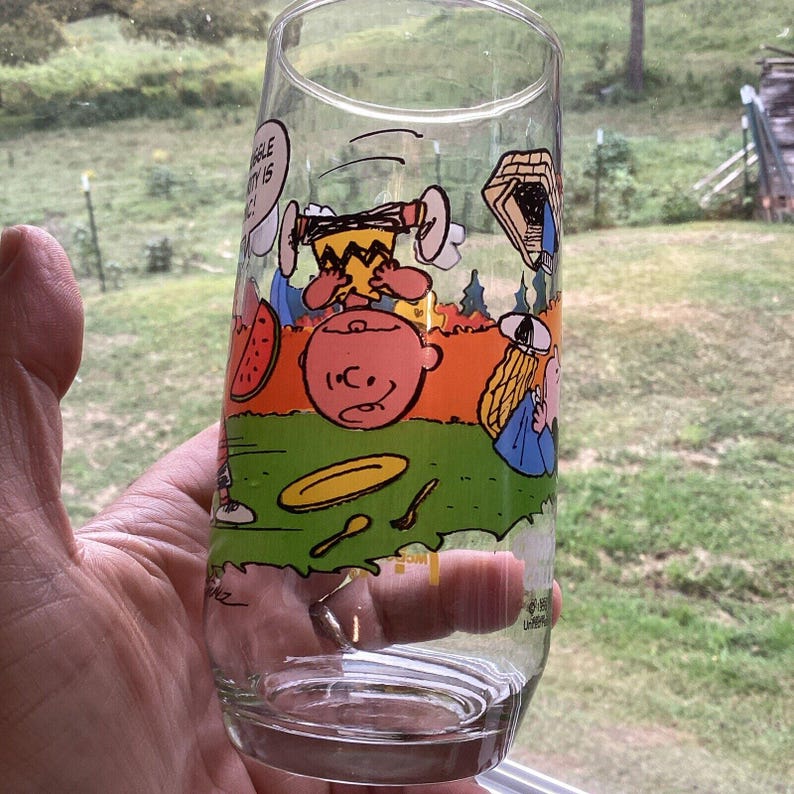 Vintage Mcdonalds Camp Snoopy the Struggle for Security Glass Tumbler ...