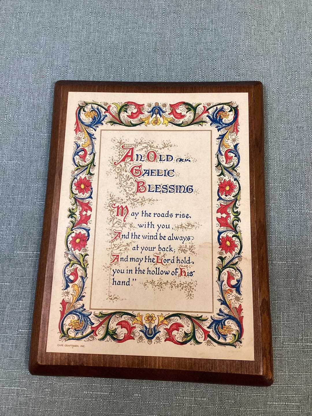 Vintage an Old Gaelic Blessing Saying Wood Plaque Wall Decor 7x5 Floral ...