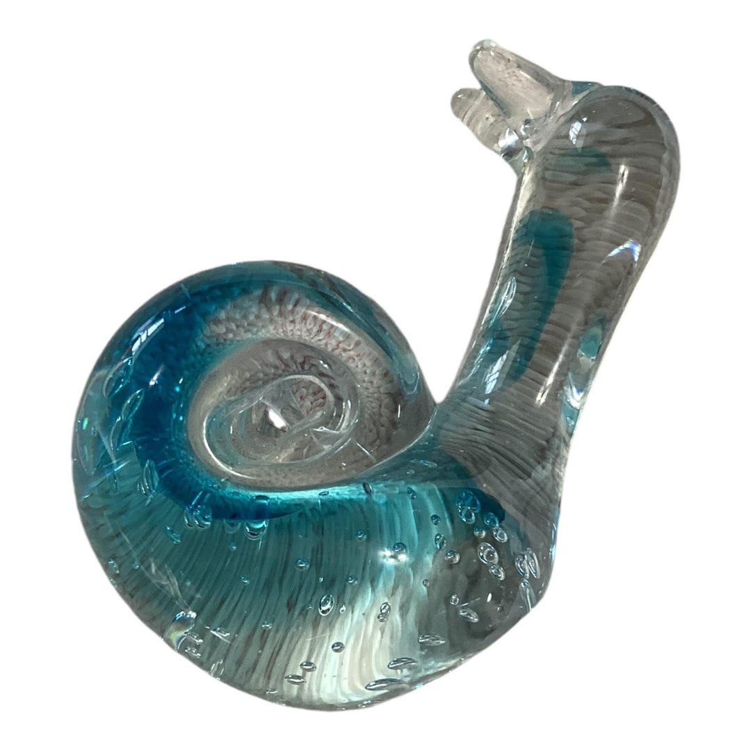 Blue Swirl Glass Snail Shelf Sitter Figurine Collectible Paperweight - Etsy
