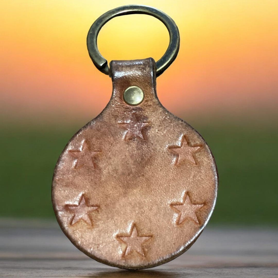 True Vintage Hand Tooled Leather Key Ring Stars Round 60s 70s - Etsy
