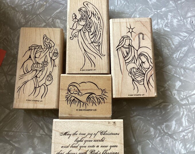 Stampin up Nativity Set Christmas Stamp Lot of 5 Christmas Christian ...