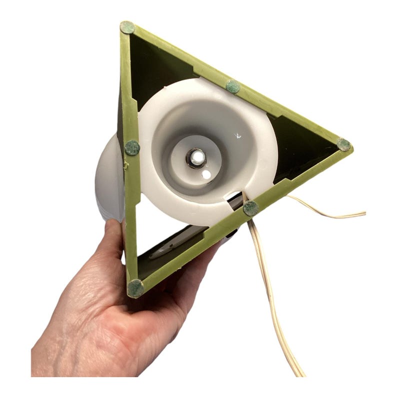 Vintage MOD MCM Triangle Orb Plastic Green White Lamp Art Deco Retro ...