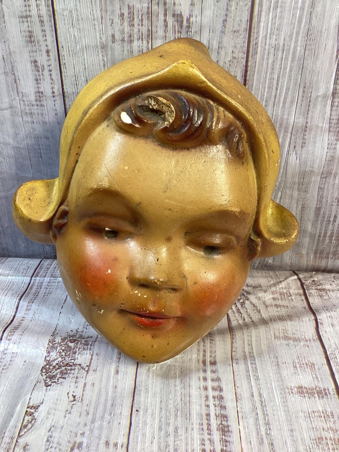 VTG 1940's Chalkware Dutch Girl String Holder Wall Hanging Primitive ...
