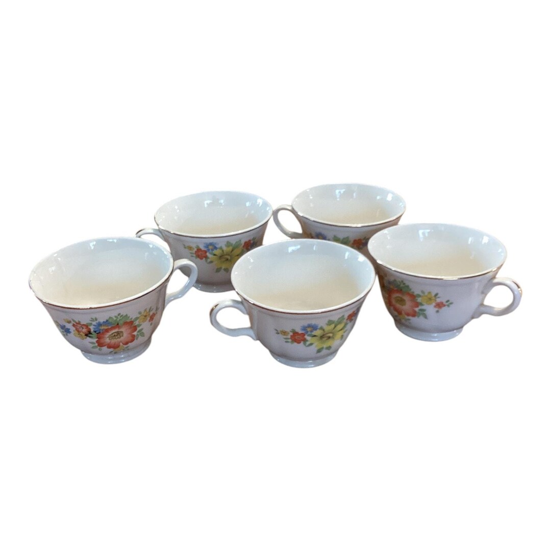 Vintage Set of Edwin Knowles Semi Vitreous Tea Coffee Cups Floral ...
