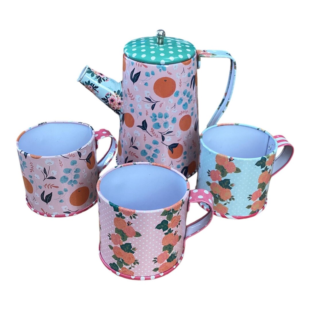 Matilda Jane Joanna Gaines Girls Tea Set Retired 4 Piece Set Metal Play ...