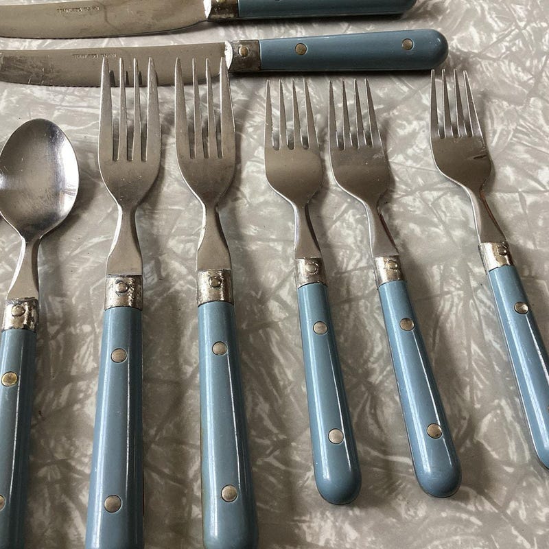 Green Handle Silverware - Etsy
