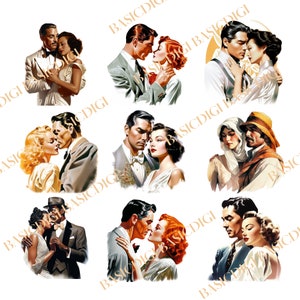 Retro Pin-up Collection Vintage Clip Art in PNG Format for Digital ...