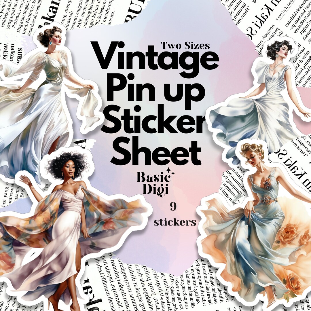 Classic Pin up Girl Vinyl Stickers Perfect Retro Sticker Sheet for ...