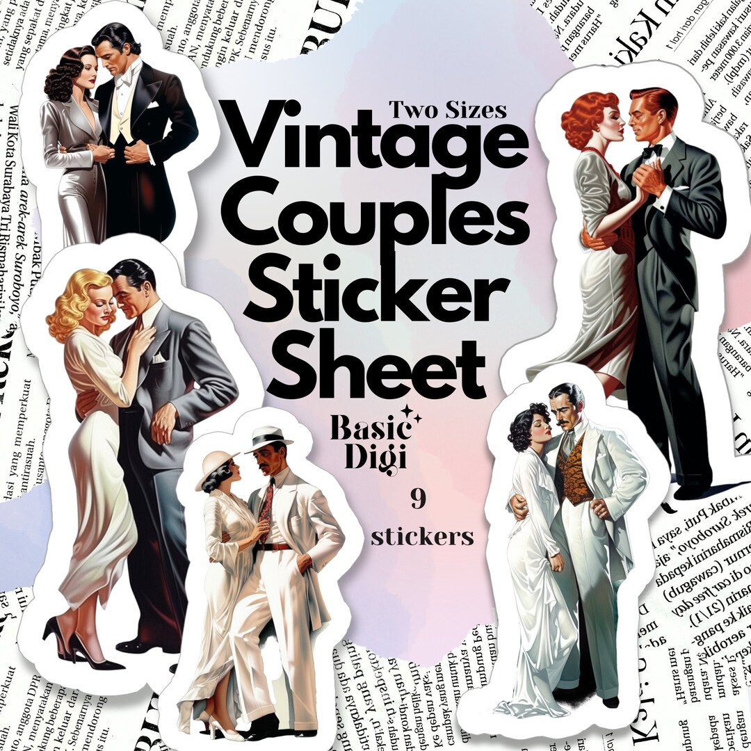 Vintage Retro Couples Sticker Set Add a Retro Vibe to Your Journals ...